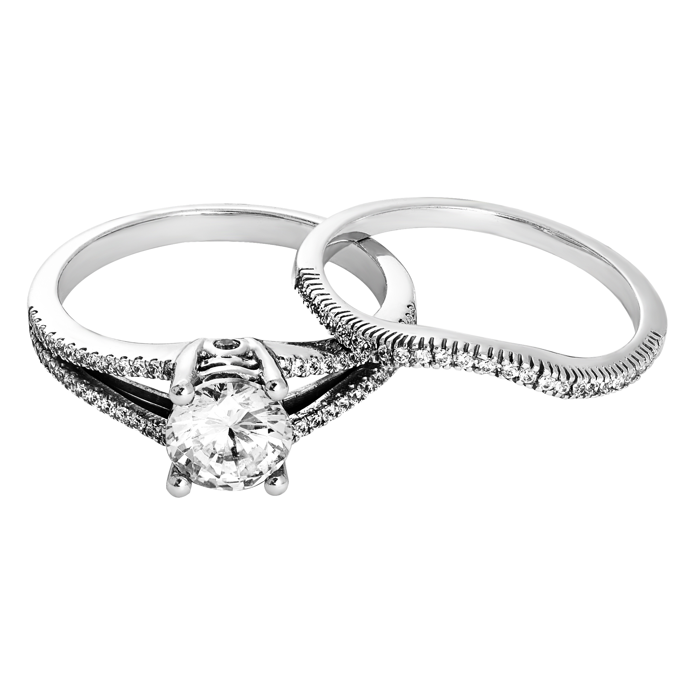 CZ & Silver Wedding Set